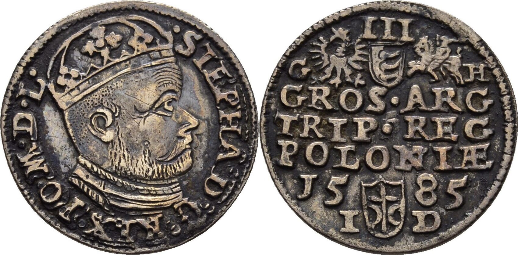 Polen Olkusz Dreigröscher 1585 Stephan Bathory, 1576-1586 VF+ | MA-Shops