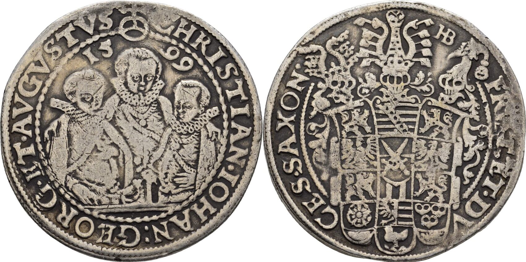 Sachsen Dresden Taler 1599 Christian II., Johann Georg I. und August ...
