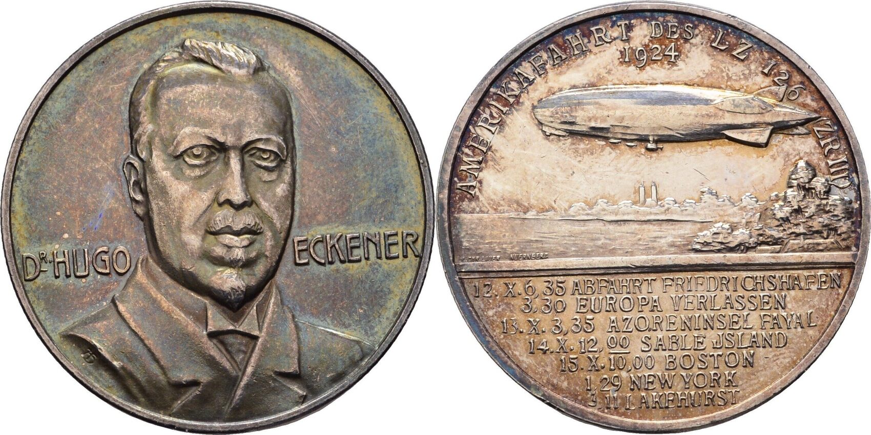 Deutsches Reich Medaille 1924 Zeppelin CH UNC | MA-Shops