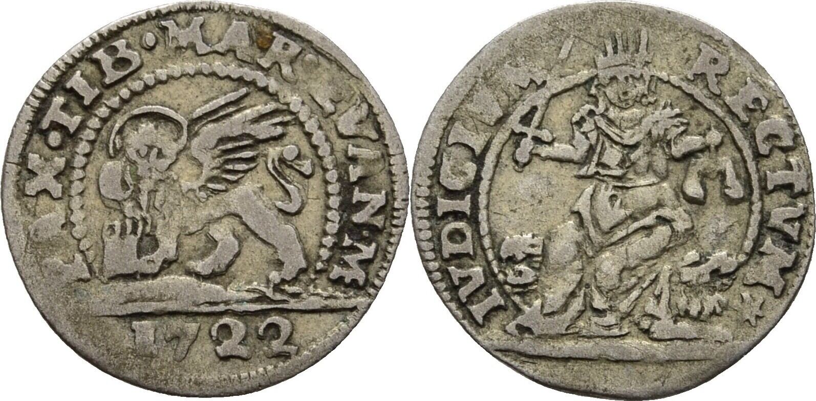 Italien Venedig 5 Soldi 1722 VF | MA-Shops