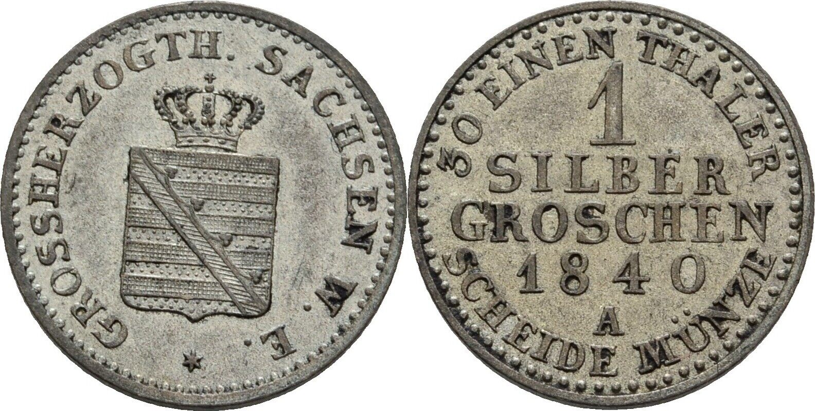 Sachsen Weimar Eisenach 1 Silbergroschen 1840 Carl Friedrich, 1828-1853 ...