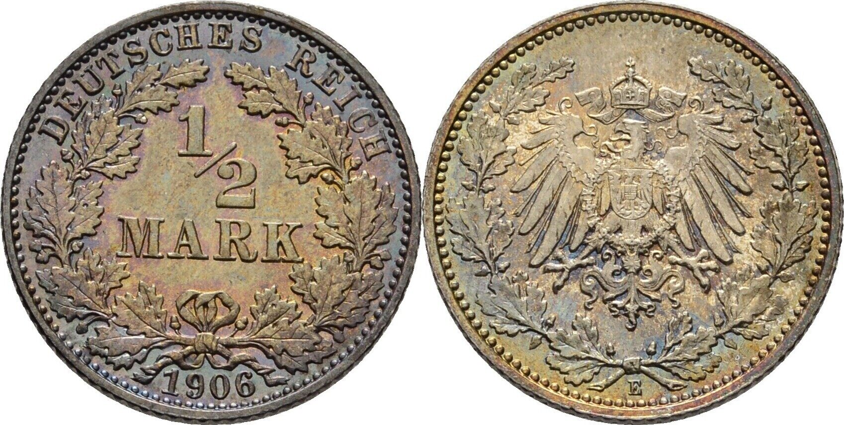 Deutsches Reich 1/2 Mark 1906 E EF | MA-Shops