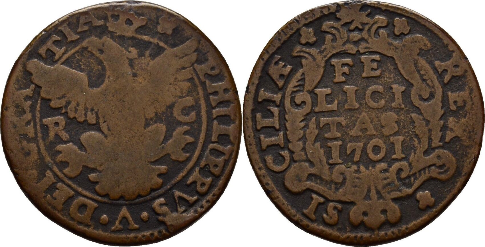 Italien Sizilien Palermo Grano 1701 Philipp IV., 1701-1713 VF | MA-Shops