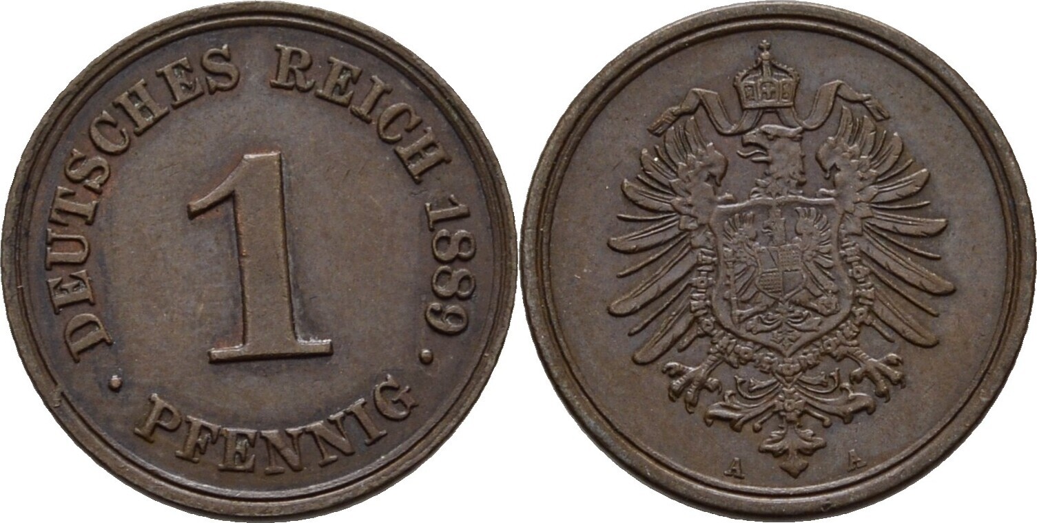 Deutsches Reich 1 Pfennig 1889 A EF | MA-Shops