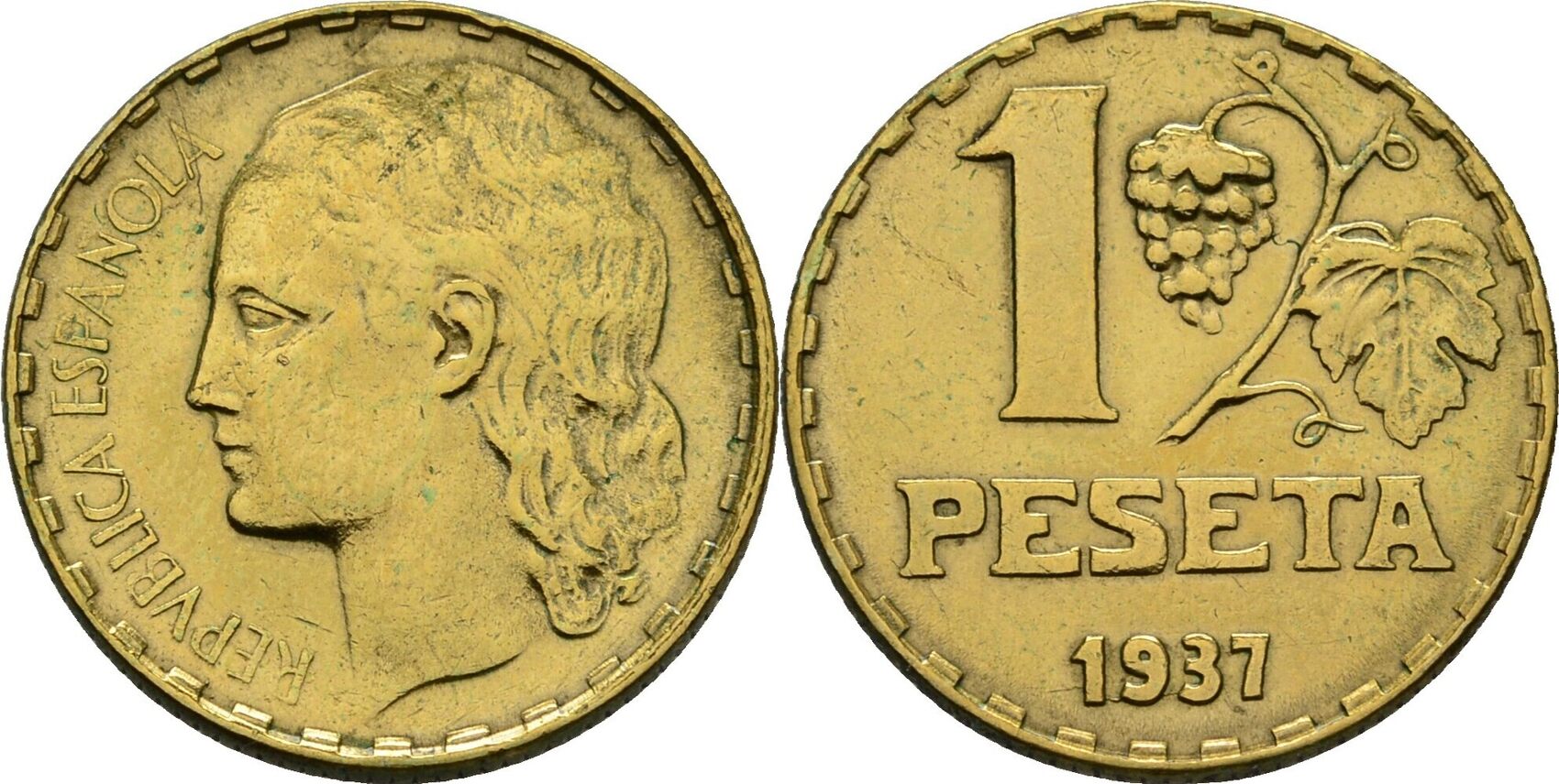 Spanien 1 Peseta 1937 VF+ | MA-Shops