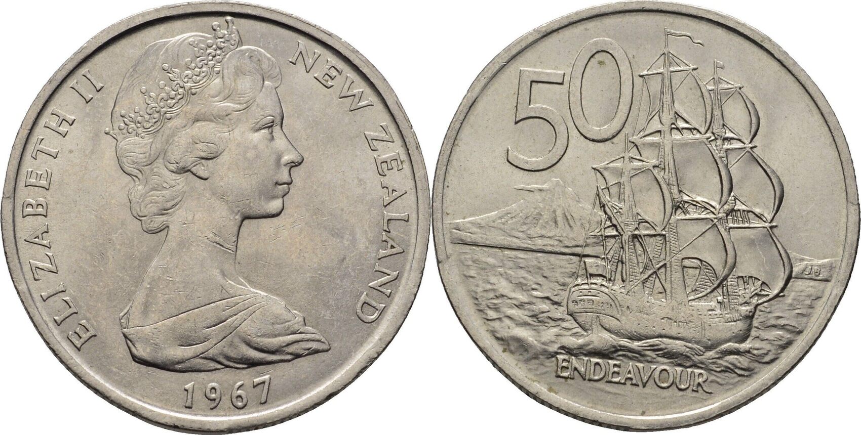 Neuseeland New Zealand 50 Cents 1967 Elizabeth II. Kratzer, sonst EF | MA-Shops