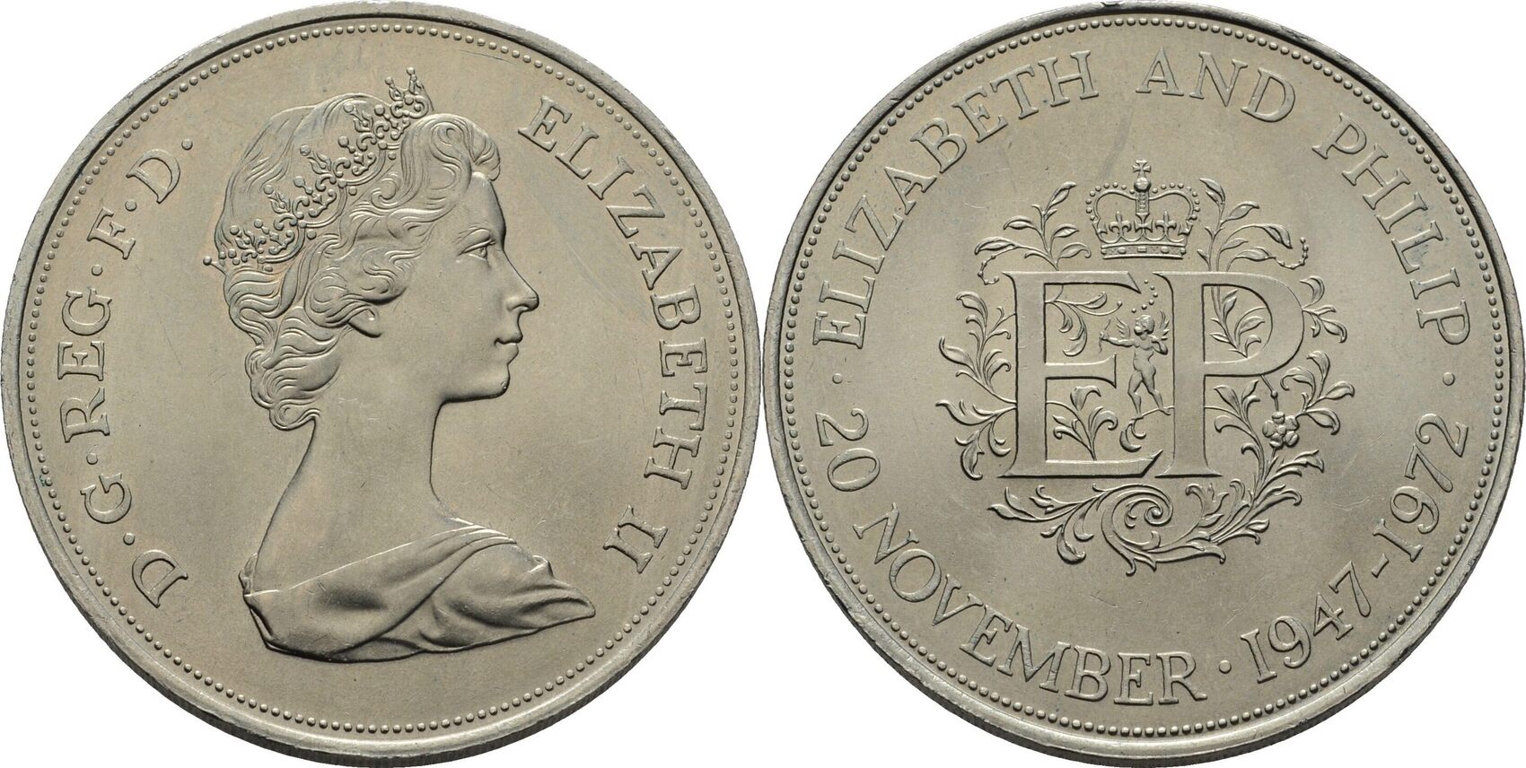 Großbritannien 25 Pence 1972 Elizabeth II. and Philip CH UNC | MA-Shops