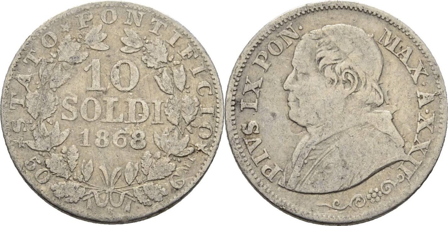 Vatikan 10 Soldi 1868 Pius IX. 1846-1878. VF | MA-Shops
