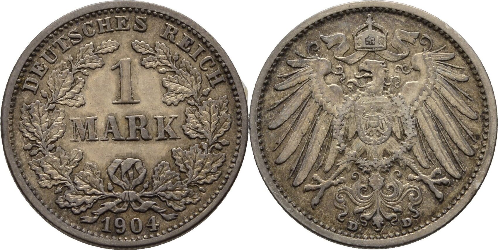 Deutsches Reich 1 Mark 1904 D VF | MA-Shops