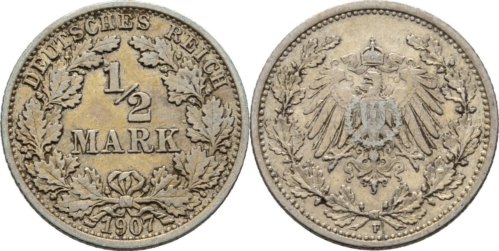 Deutsches Reich 1/2 Mark 1907 F VF | MA-Shops