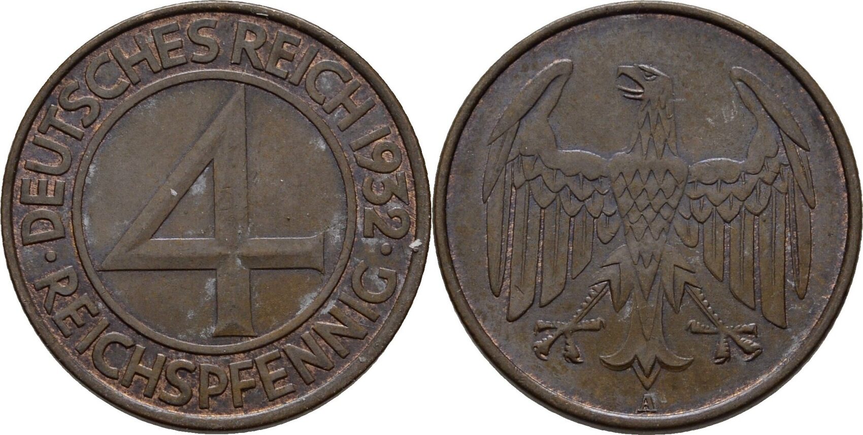 Deutsches Reich 4 Pfennig 1932 A EF | MA-Shops