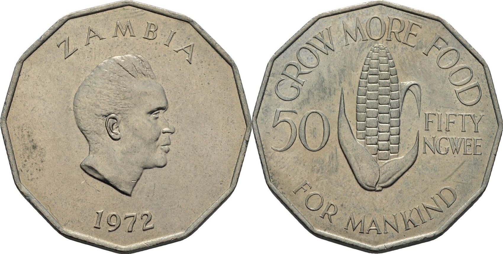 Zambia 50 Ngwee 1972 kl. Kratzer, EF | MA-Shops