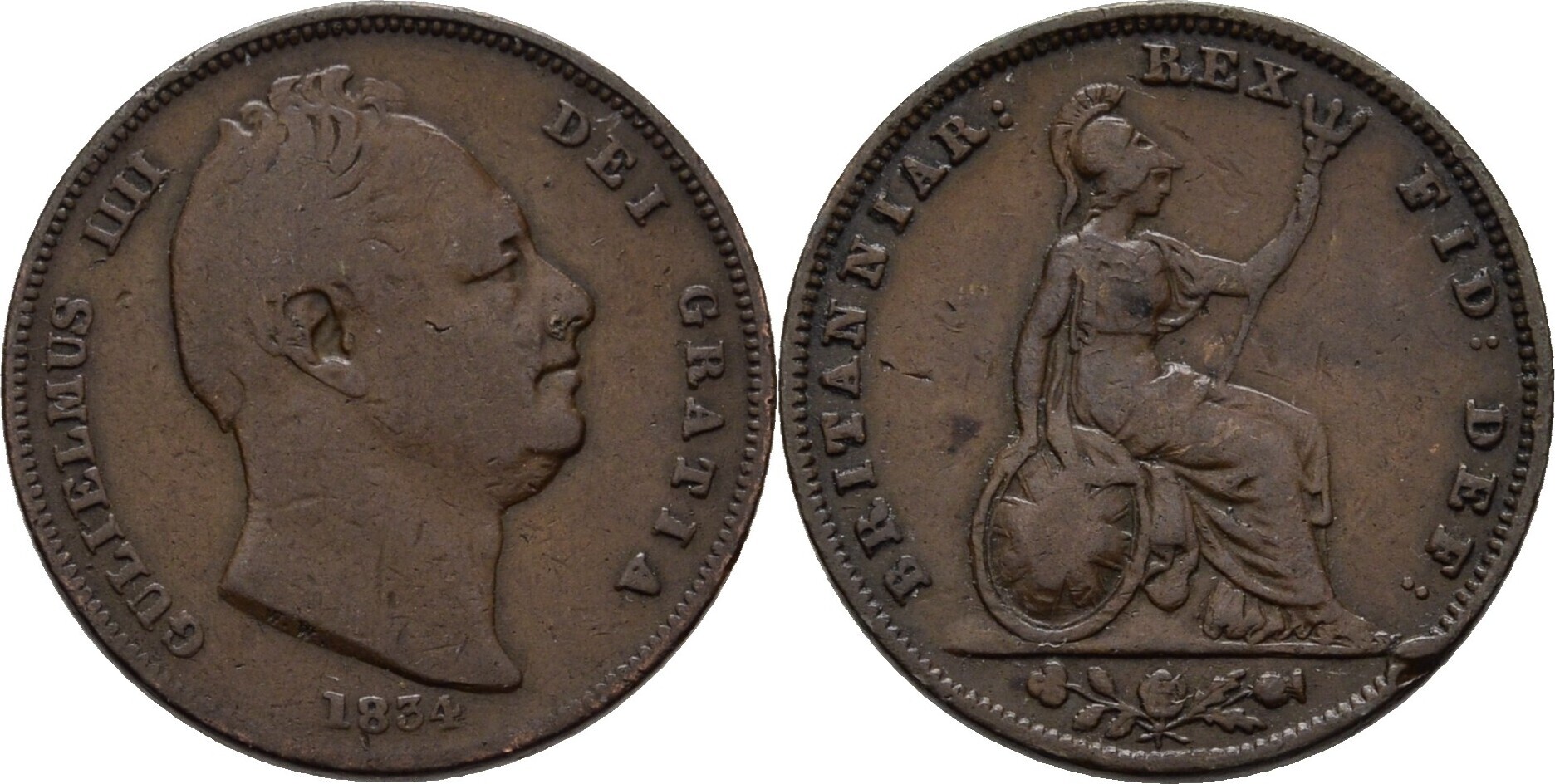 Großbritannien Farthing 1834 William IV., 1803-1837 kl. Randfehler, VF ...
