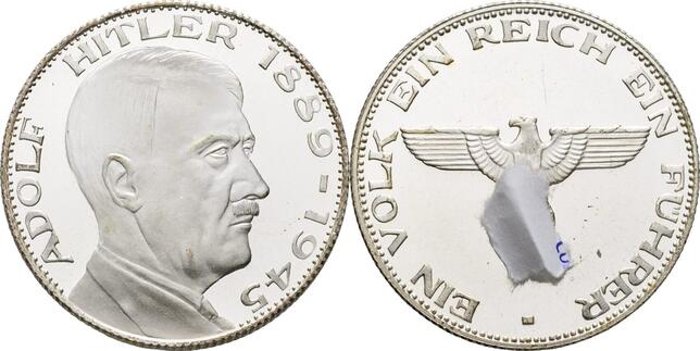 Deutsches Reich Medaille Adolf Hitler offen, minimal berieben, Proof ...