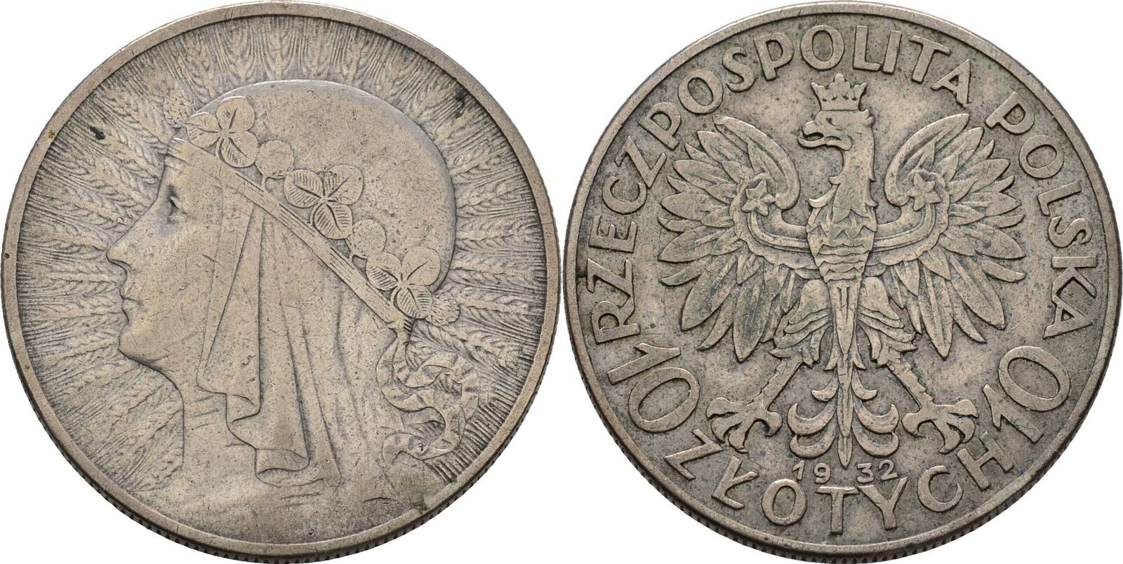 Polen 10 Zloty 1932 Jadwiga VF | MA-Shops