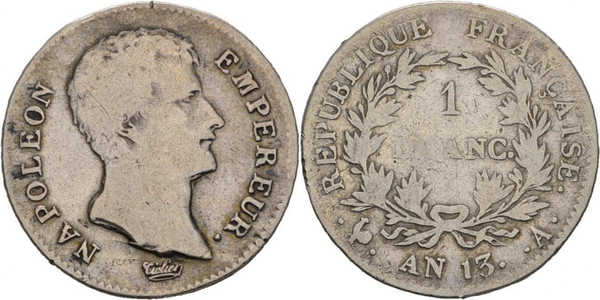 Frankreich Paris Franc 1804-1805 Napoleon I., 1804-1815 VF- | MA-Shops