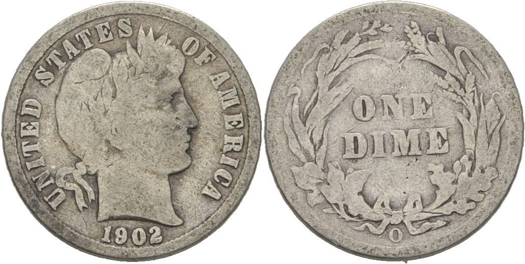 USA 1 Dime 1902 O VF- | MA-Shops