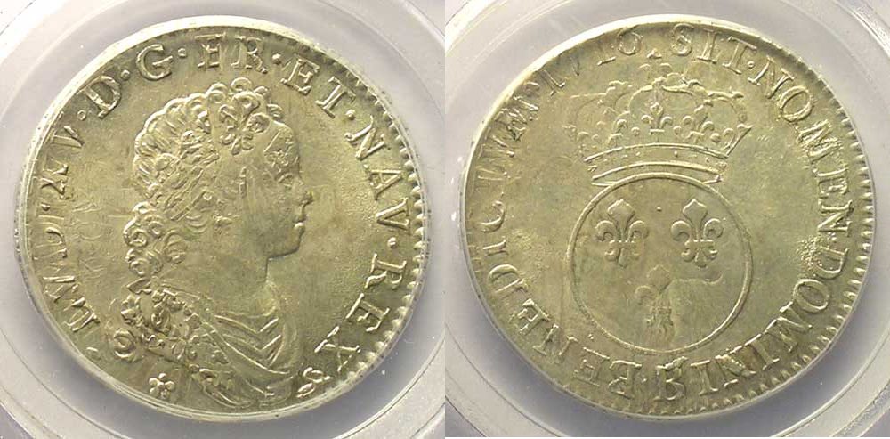 Royal coins of France Louis XV (1715-1774) G.308 1/2 Ecu Vertugadin ...
