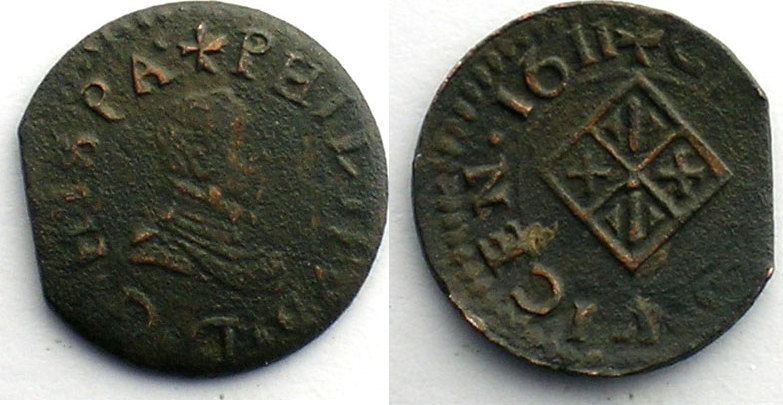 World coins Spain Philippe III (1598-1621) Denier VICH 1611 TB/TB+ | MA ...