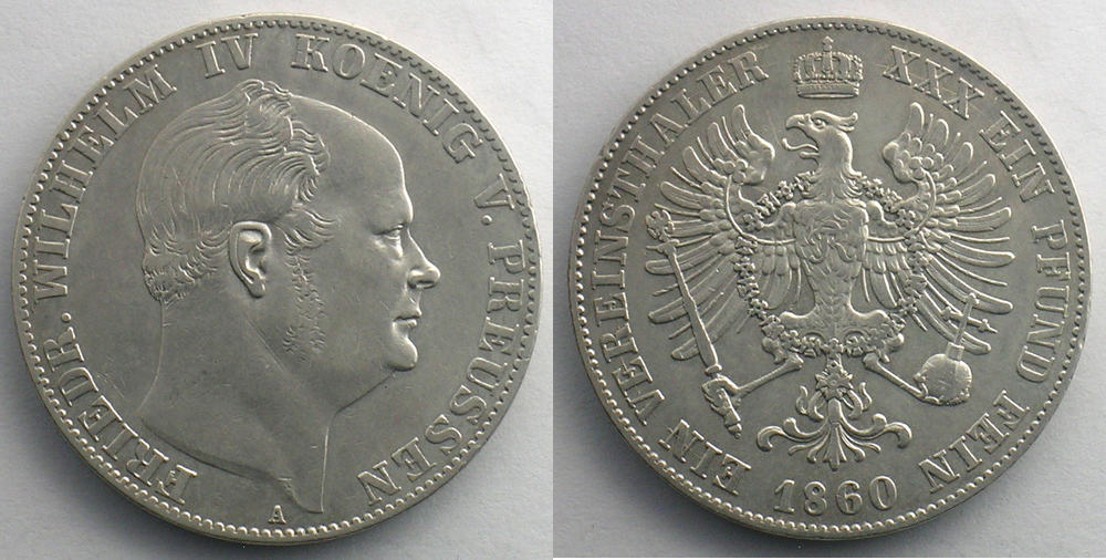 German coins Kingdom of Prussia Frederic-William IV (1840-1861) Taler ...