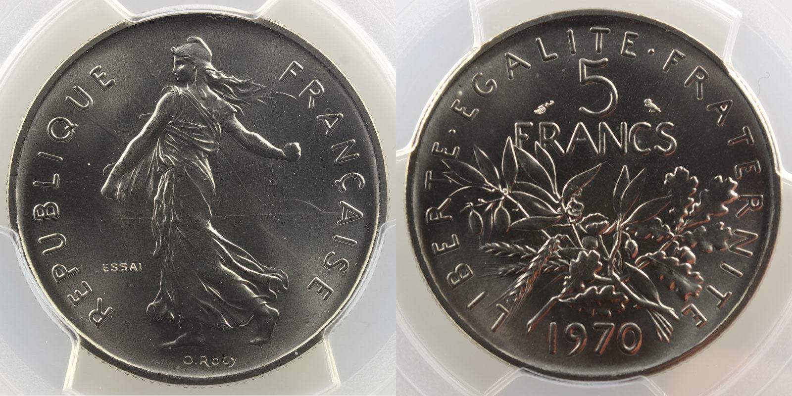 Coins of France 1959-2001 5 Francs G.771 Semeuse nickel 1970 Essai PCGS ...