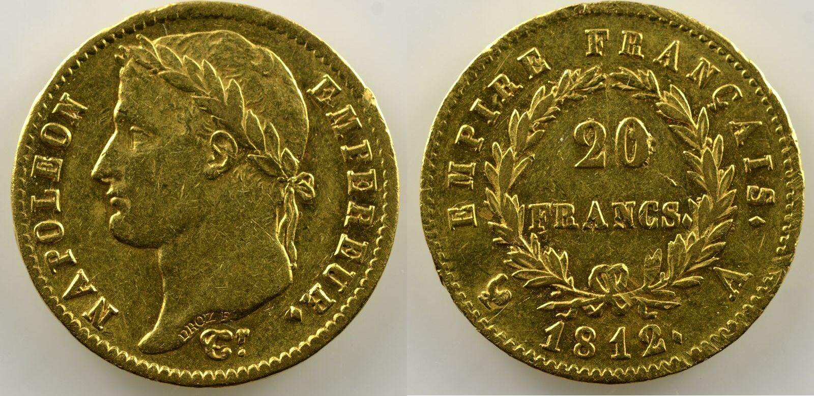 French gold coins 20 Francs G.1025 20 Francs Napoléon I revers Empire 1812 A (Paris) TTB+ VF+ ...