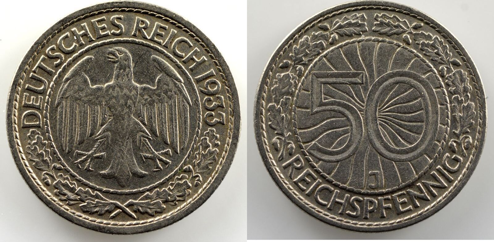 German coins 3° Reich (1933-1945) 50 Reichspfennig 1933 J TTB/TTB+ | MA ...