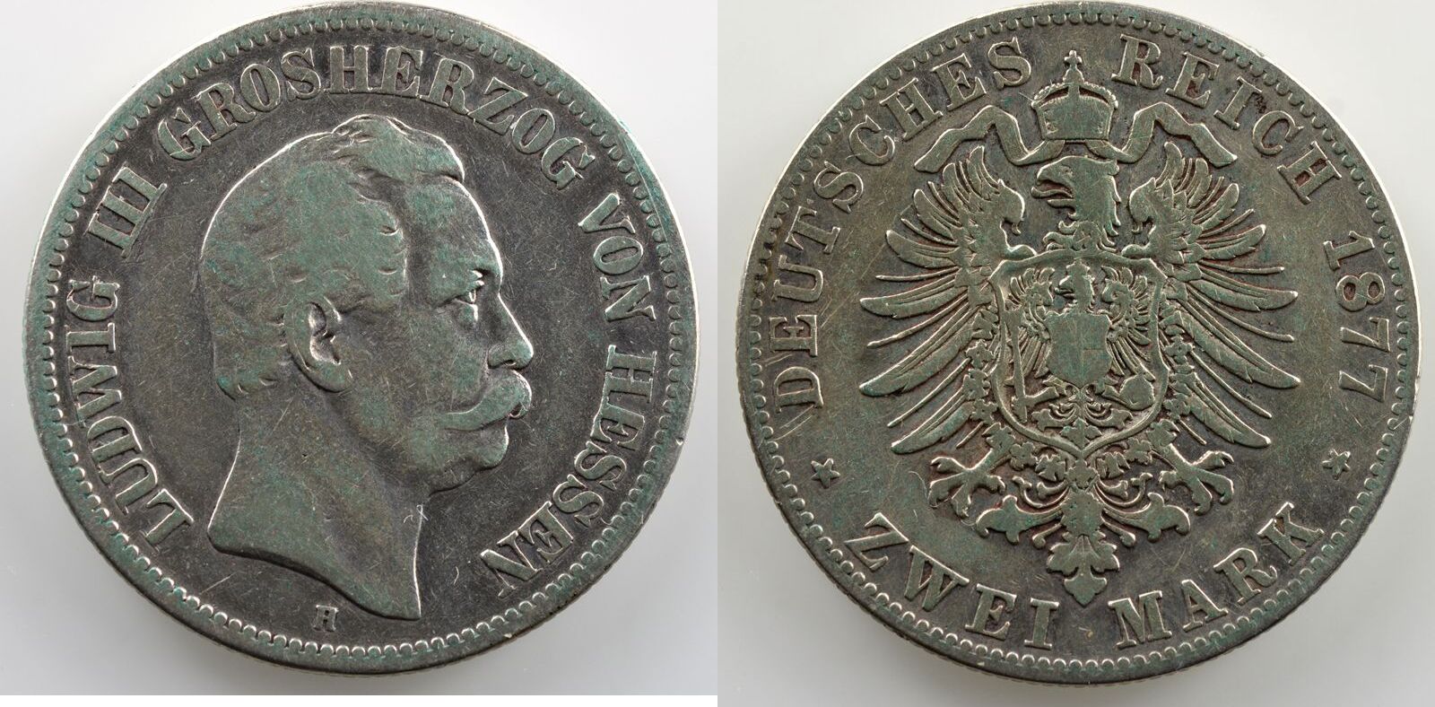 German coins Grand Duchy of Hessen Louis III (1848-1877) 2 Mark 1877 H ...