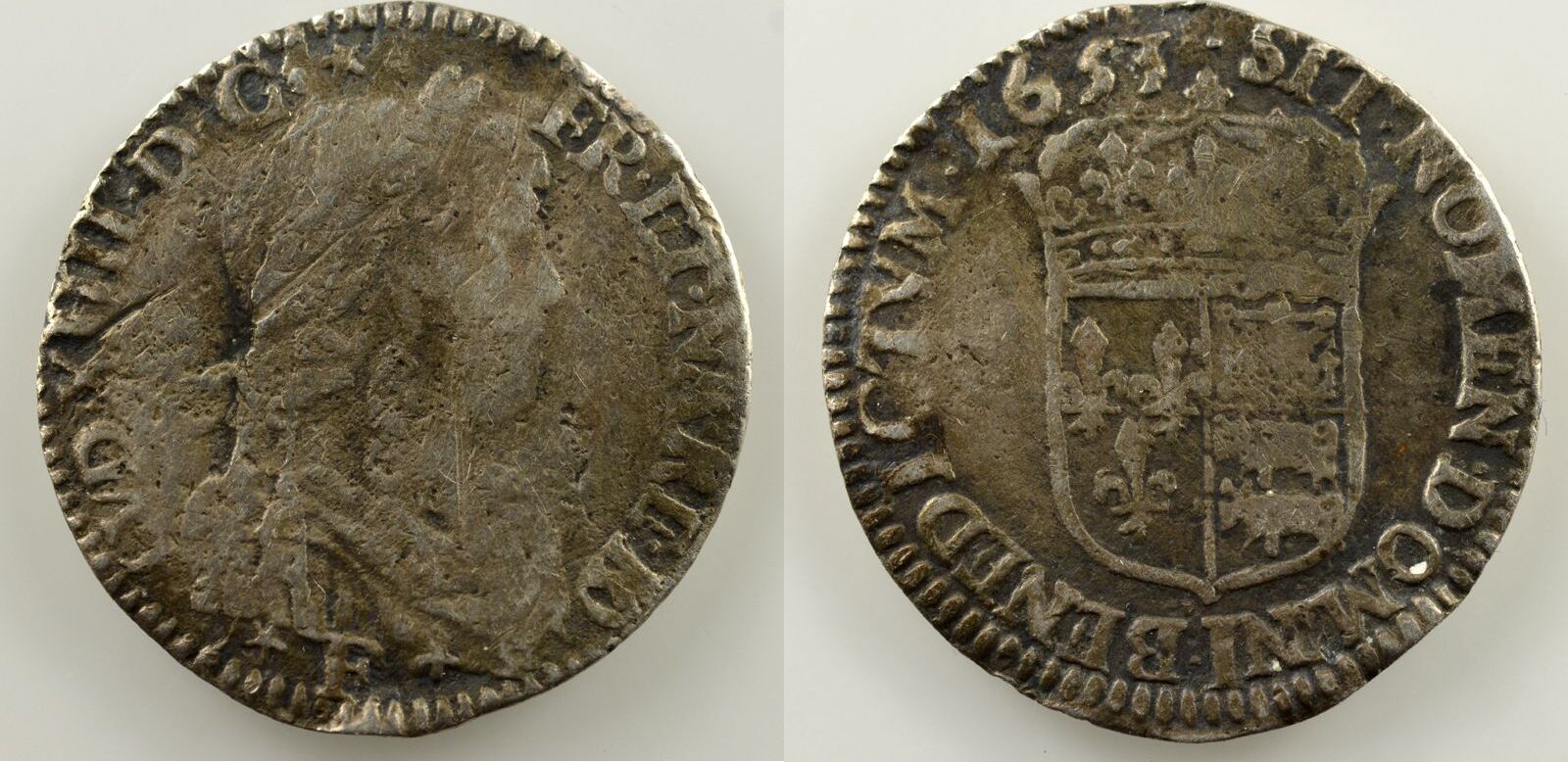 Royal coins of France Louis XIV (1643-1715) G.114 1/12 Ecu de Béarn à ...