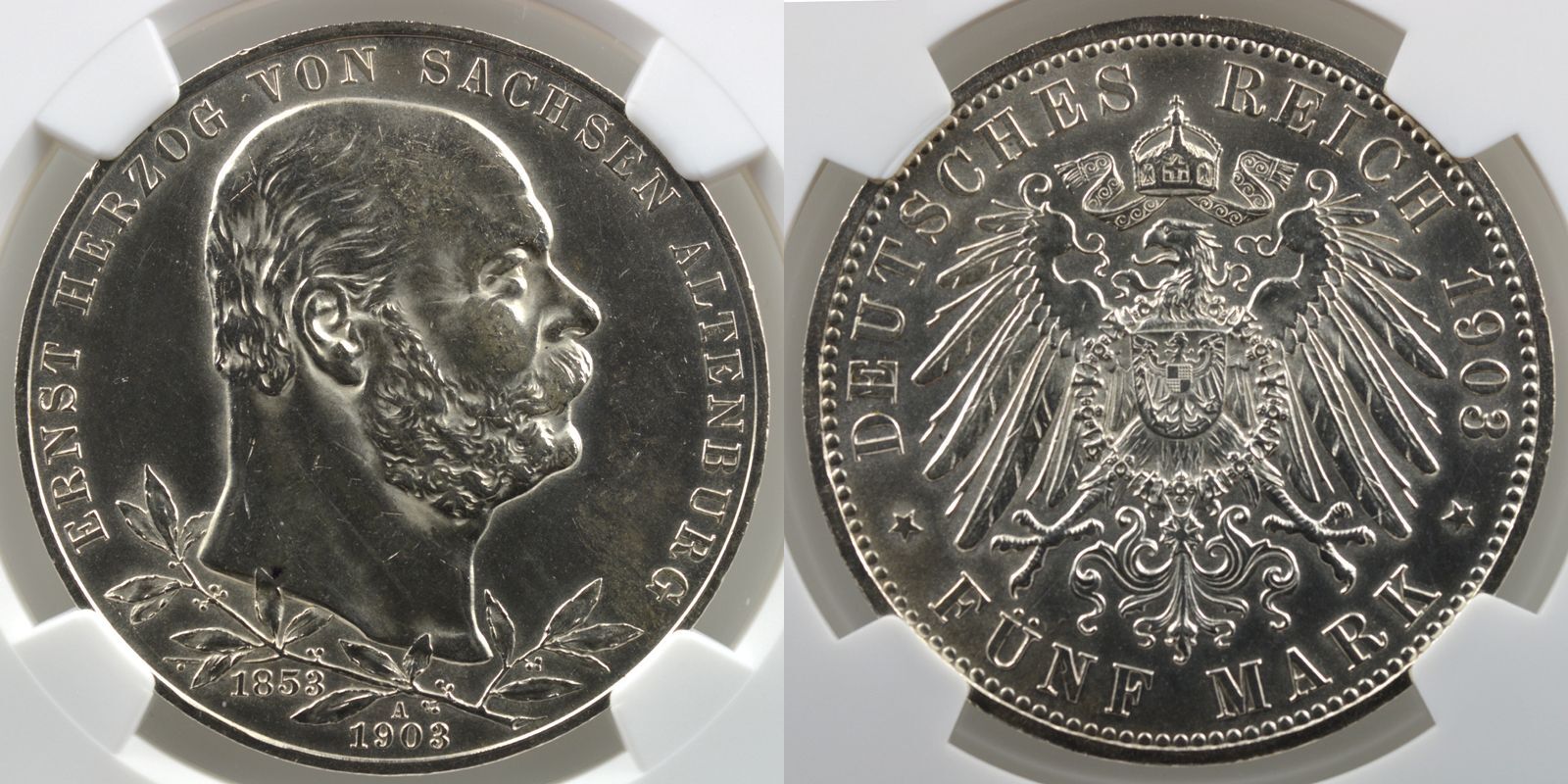 German coins Duchy of Saxe-Altenburg Ernest I (1853-1908) 5 Mark 1903 A ...