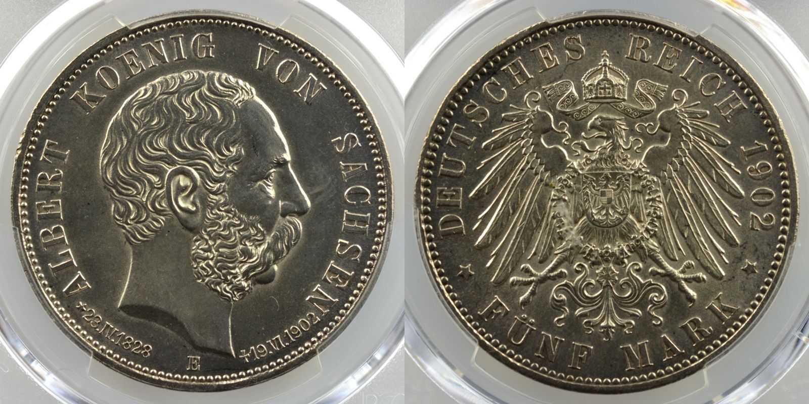 German coins Kingdom of Saxony Albert (1873-1902) 5 Mark 1902 E Mort du ...