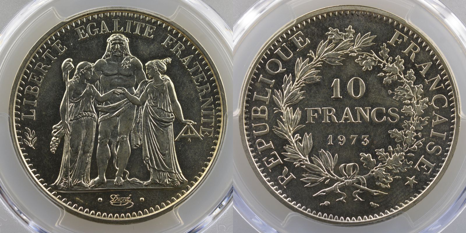 Coins of France 1959-2001 10 Franken 10 Francs G.813 Hercule 1973 PCGS ...