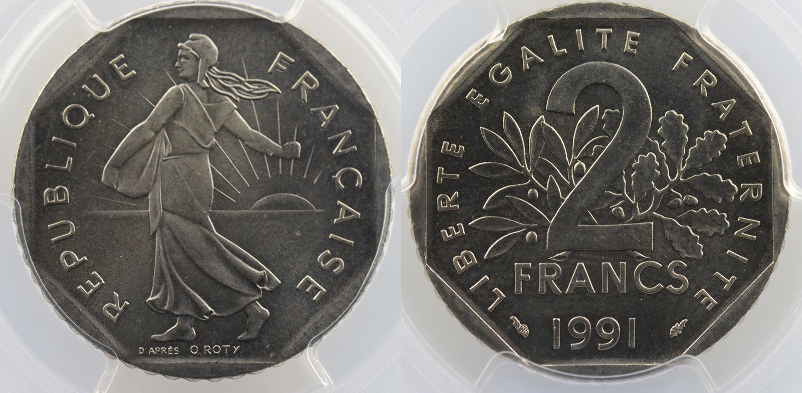 Coins of France 1959-2001 2 Francs G.547 Semeuse 1991 PCGS-MS67 FDC ...