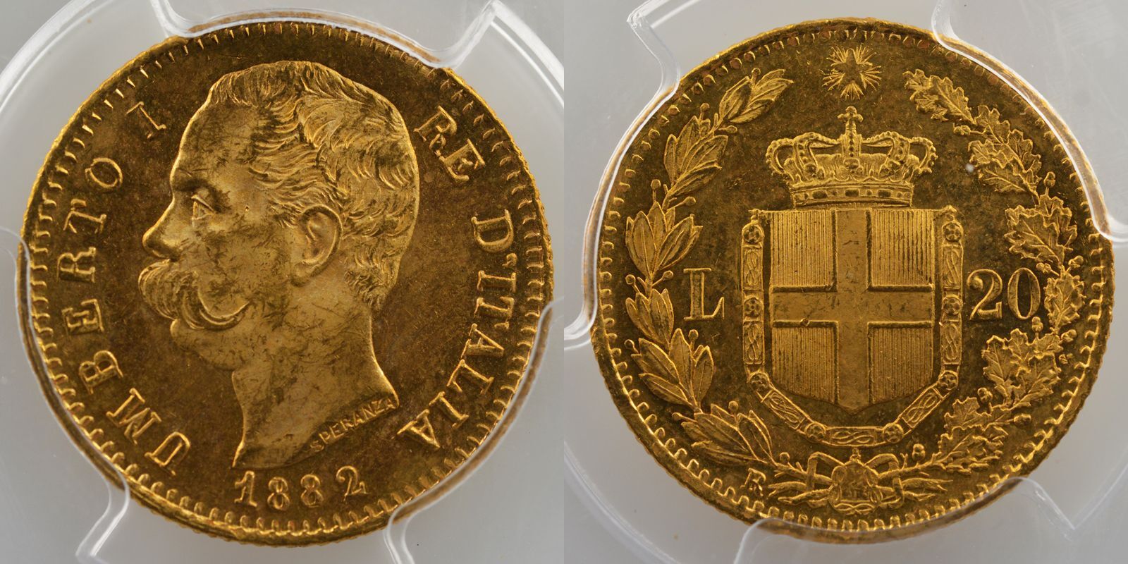 World coins Italy Umberto I (1878-1900) 20 Lire 1882 R (Rome) PCGS-MS64 ...
