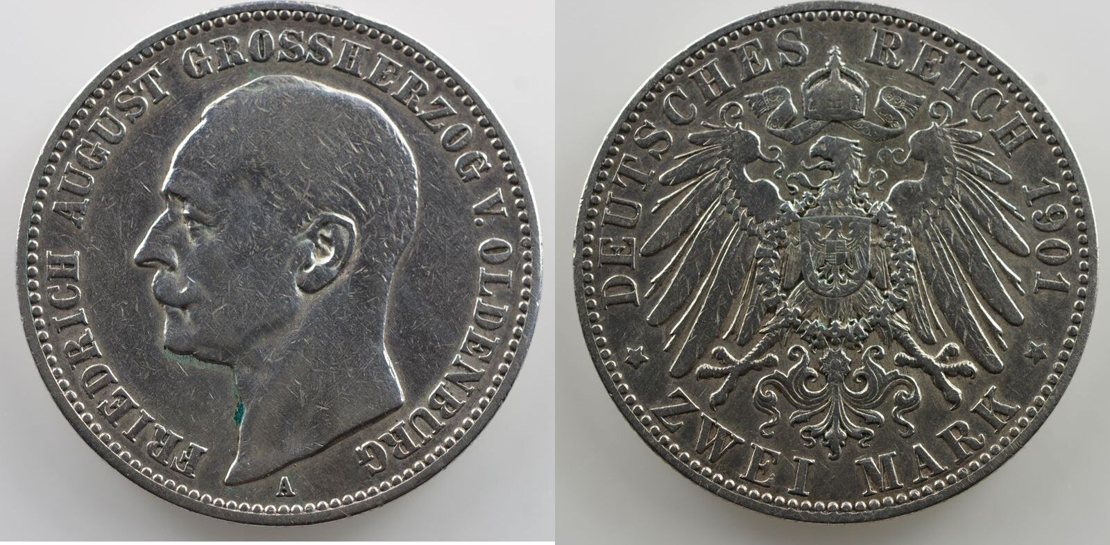 German coins Great Duchy of Oldenburg Friedrich August (1900-1918) 2 ...