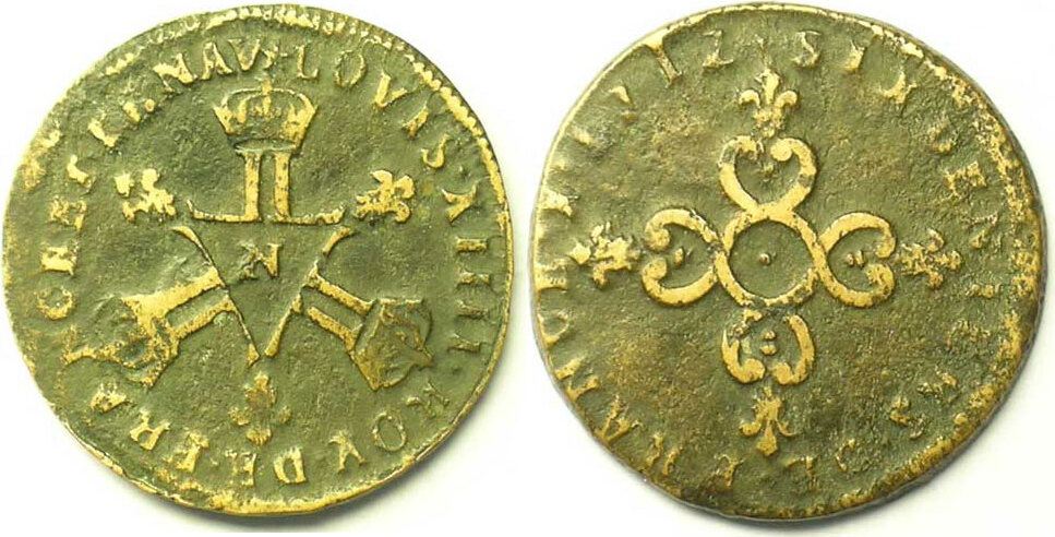 Royal coins of France Louis XIV (1643-1715) G.85 Six deniers dits ...