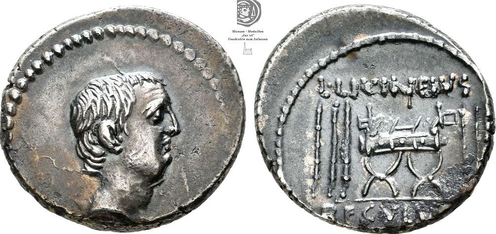 RÖMISCHE REPUBLIK Denar 42 v. Chr. L. Livineius REGULUS Rom EF | MA-Shops