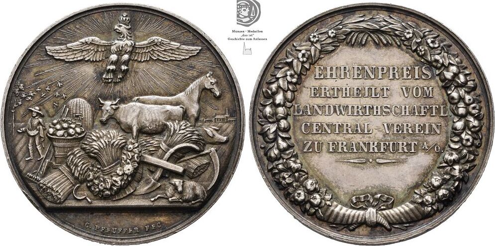 DEUTSCHLAND AR-Medaille o.J. (ca. 1844) Frankfurt Landwirtschaft ...