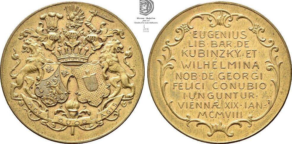 ÖSTERREICH / UNGARN AE-Medaille 1899 KUBINZKY Freiherr Vermählung ...