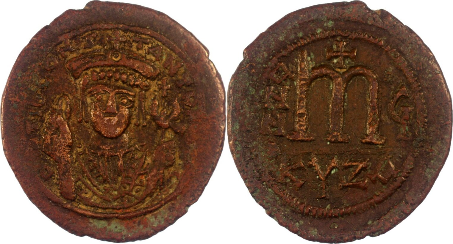 Byzantine 578-582 AD. Tiberius II Constantine AE Follis - Cyzicus Mint ...