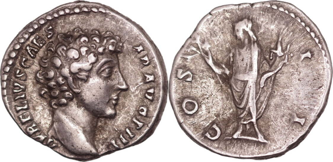 Roman Empire 145 - 147 AD. Marcus Aurelius (as Caesar) AR Denarius ...