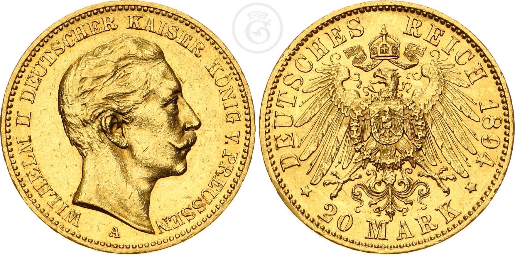 Deutsches Kaiserreich - Preussen 20 Mark 1894 A 20 Goldmark Kaiser ...