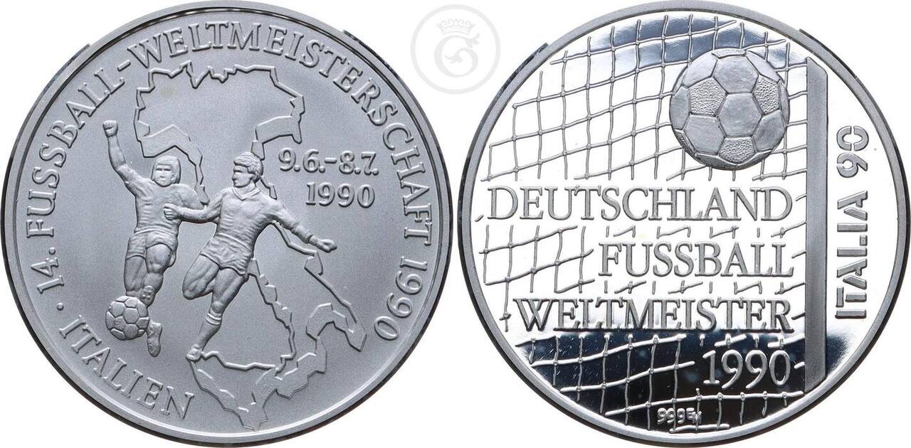 Silbermedaille Deutschland Fußball Weltmeister 1990 - ITALIEN Proof ...