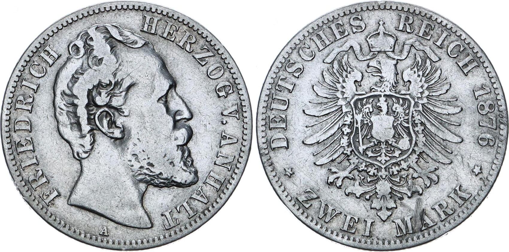 Deutsches Kaiserreich - Anhalt 2 Mark 1876 A Friedrich I. 2 Reichsmark ...