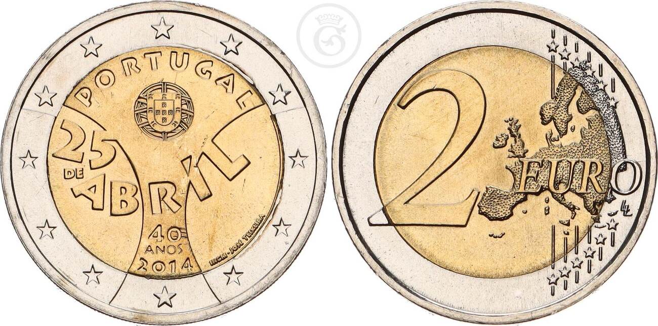 Portugal 2 Euro 2014 40. Jahrestag der Nelkenrevolution CH UNC | MA-Shops