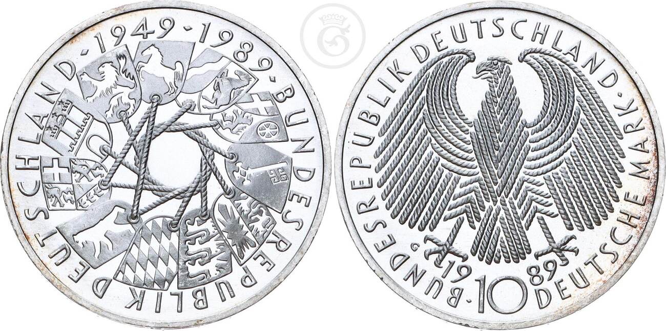 Deutschland BRD 10 Mark 1989 10 Deutsche Mark - 40 Jahre Bundesrepublik ...
