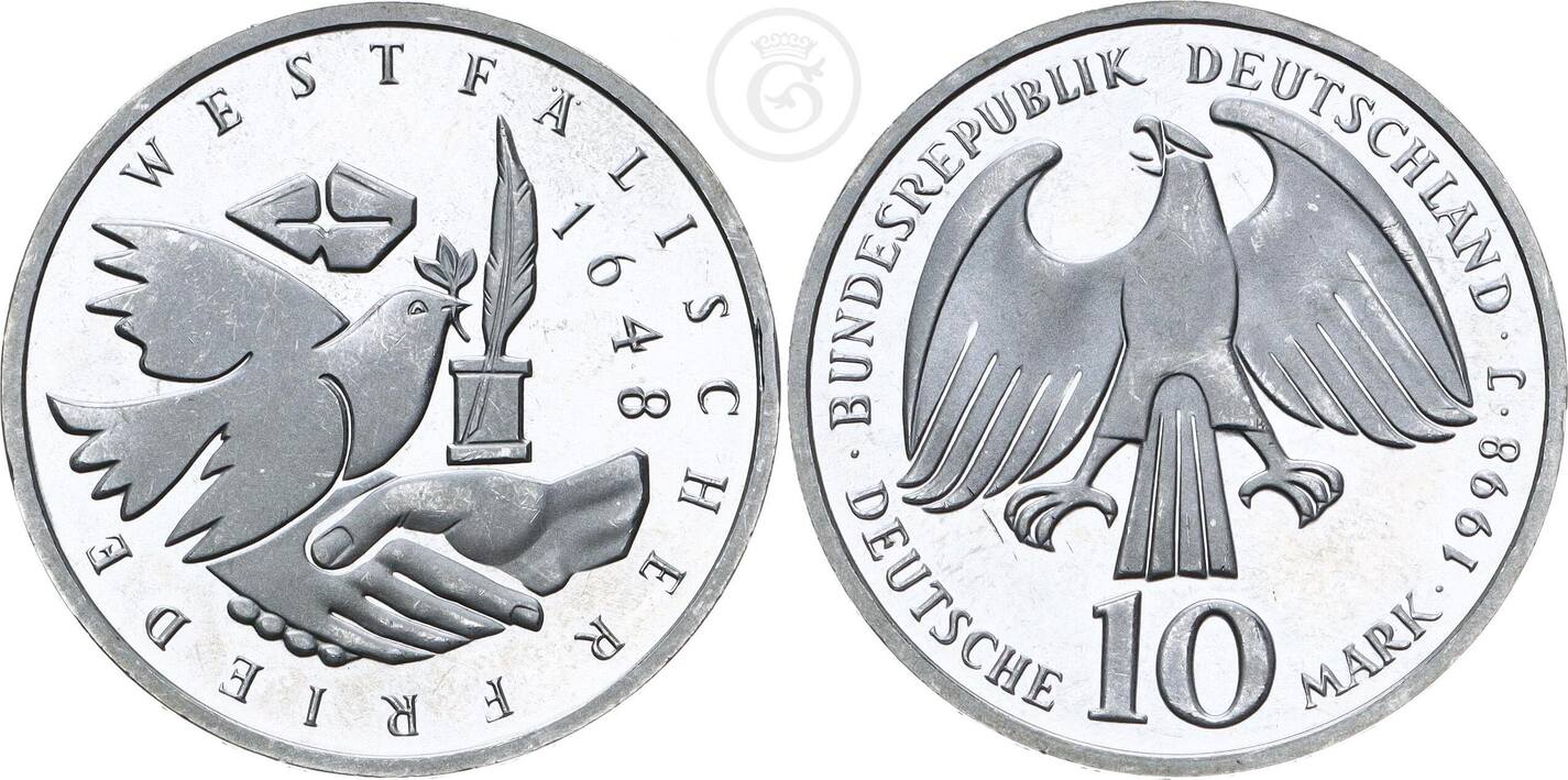 Deutschland BRD 10 Mark 1998 10 Deutsche Mark - 350 Jahre Westfälischer ...