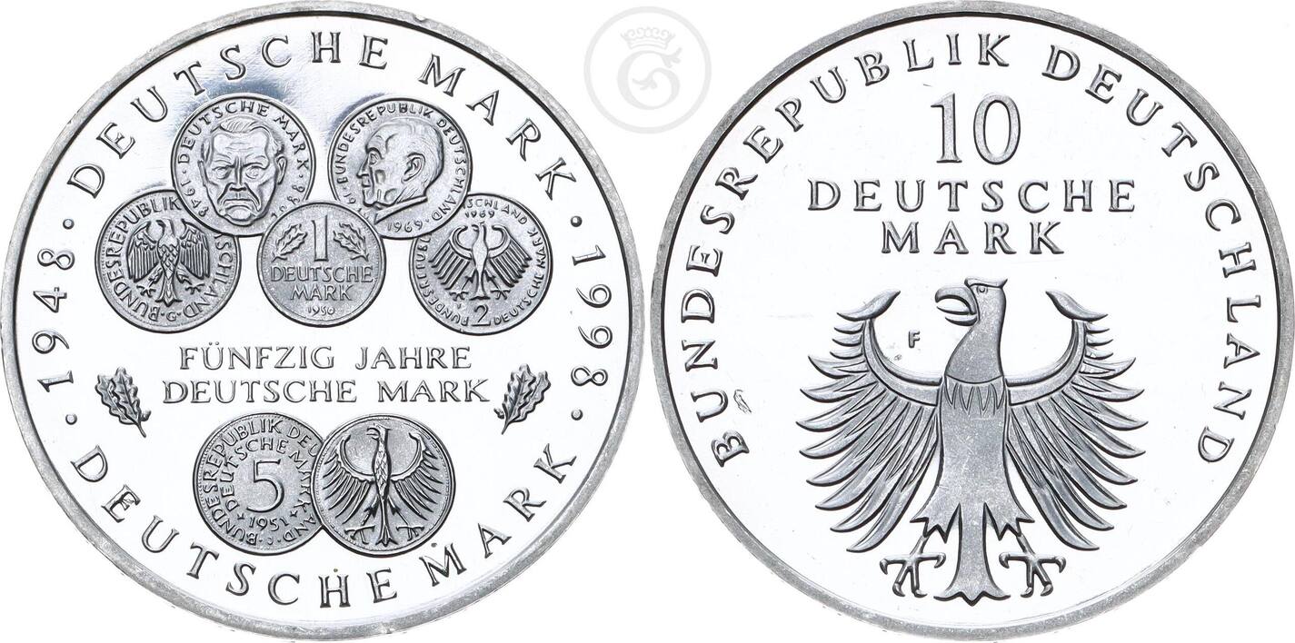 Deutschland BRD 10 Mark 1998 10 Deutsche Mark - 50 Jahre Deutsche Mark ...