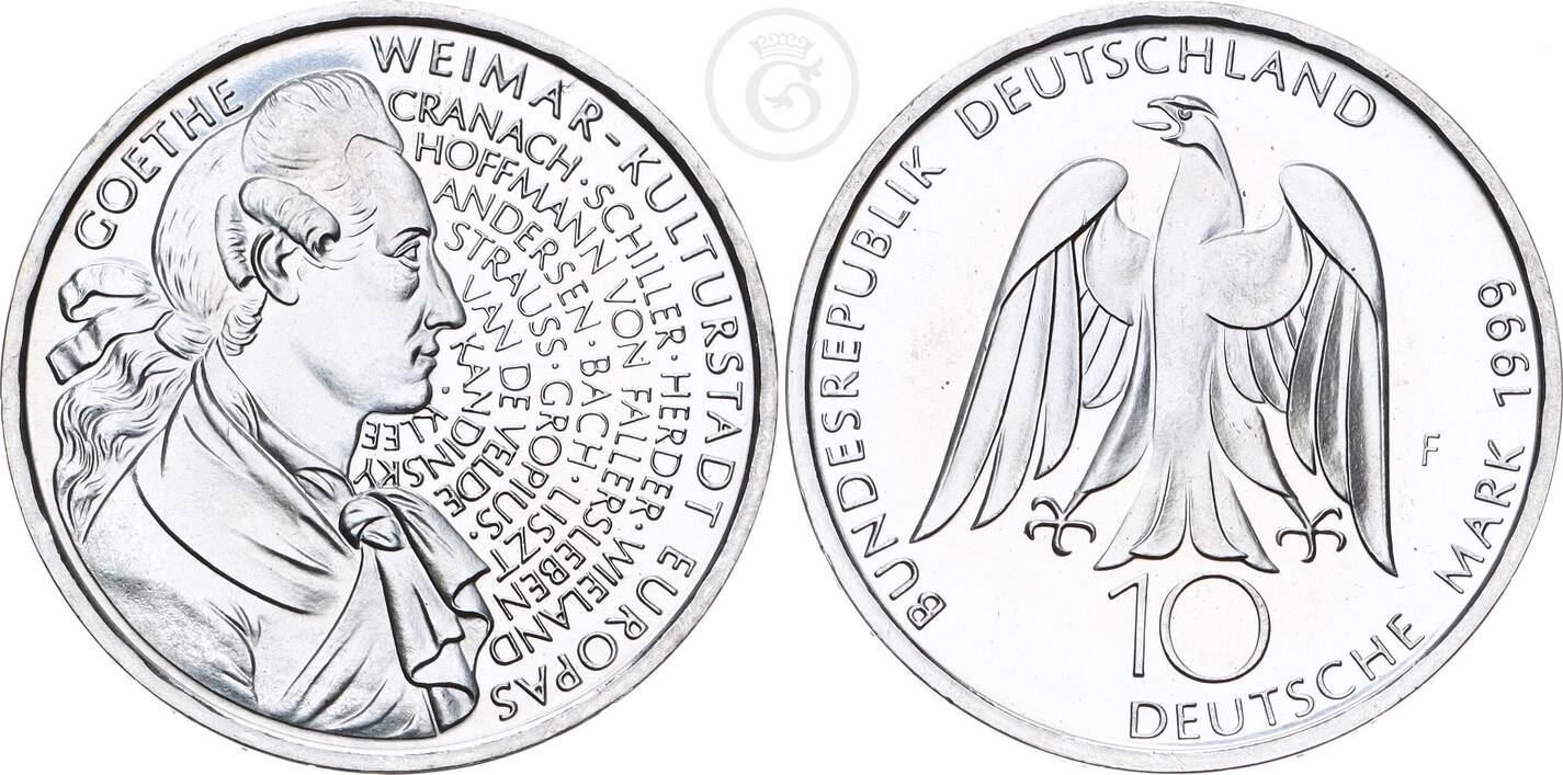 Deutschland BRD 10 Mark 1999 10 Deutsche Mark - Weimar – Kulturstadt ...