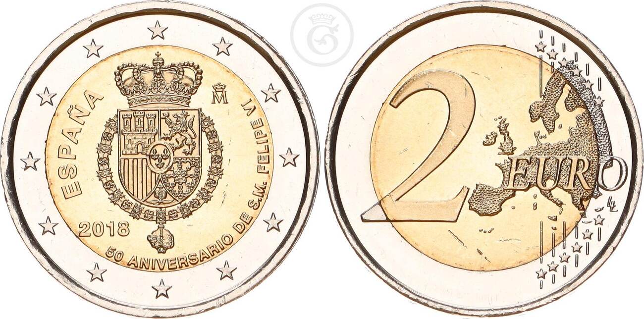 Spanien 2 Euro 2018 50. Geburtstag von König Felipe VI. CH UNC | MA-Shops